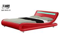 China Wavy Curve LED Lamp Bed , Leather LED Upholstered Platform Bed for sale