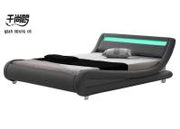 China Wavy Curve LED Lamp Bed , Leather LED Upholstered Platform Bed for sale