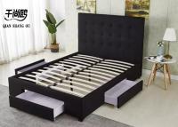 China Linen King Platform Upholstered Bed With Drawers Large King Size for sale