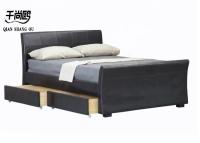China Black Leather Upholstered Bed With Drawers Home Furnishing for sale