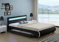 China Bedroom Luminous LED Upholstered Bed European Style With Large Drawers for sale