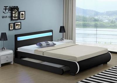 China Bedroom Luminous LED Upholstered Bed European Style With Large Drawers for sale