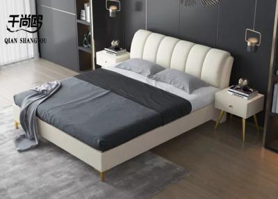 China Queen Leather Linen Upholstered Bed European Style High Grade for sale