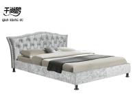 China Customizable Elegant Linen Upholstered Bed Ice Velvet Material For Bedroom for sale