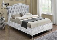 China Customizable Elegant Linen Upholstered Bed Ice Velvet Material For Bedroom for sale