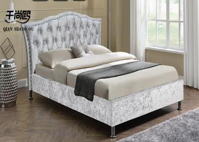 China Customizable Elegant Linen Upholstered Bed Ice Velvet Material For Bedroom for sale