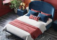 China Luxury Blue Upholstered Platform Bed King European Style Fabric Material for sale