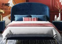 China Luxury Blue Upholstered Platform Bed King European Style Fabric Material for sale