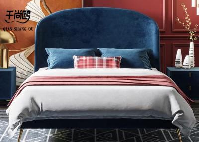 China Luxury Blue Upholstered Platform Bed King European Style Fabric Material for sale