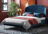 China Luxury Blue Upholstered Platform Bed King European Style Fabric Material for sale