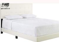 China White Leather Leather Soft Platform Bed Low Key With Sturdy Wooden Strips for sale