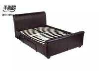 China Custom Upholstered Bed With Drawers , Black Leather Bedroom Sleigh Bed for sale