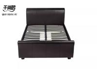 China Custom Upholstered Bed With Drawers , Black Leather Bedroom Sleigh Bed for sale