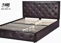 China Pull Buckle Shape Upholstered Bed With Drawers , Modern Wrought Iron Beds for sale