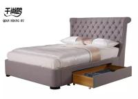 China Linen Metal Rivet Upholstered Bed With Drawers Overall Disassembly / Assembly for sale