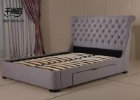 China Linen Metal Rivet Upholstered Bed With Drawers Overall Disassembly / Assembly for sale