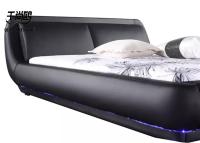 China Wavy Curve Oversized LED Upholstered Bed luminous Double Upholstered Bed for sale