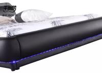 China Wavy Curve Oversized LED Upholstered Bed luminous Double Upholstered Bed for sale