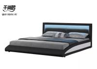 China Luxury Leather LED Upholstered Bed Customized With Pillows / Light Emitting Lamp for sale