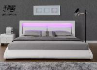 China Luxury Leather LED Upholstered Bed Customized With Pillows / Light Emitting Lamp for sale