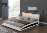 China Luxury Leather LED Upholstered Bed Customized With Pillows / Light Emitting Lamp for sale