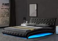 China European Leather LED Bed , Crystal Buckle Luminous Soft King Size Bed for sale