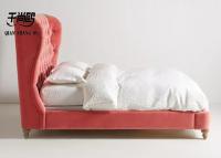 China Low Profile Tufted Upholstered Standard Bed With Headboard Wing Panel for sale