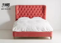 China Low Profile Tufted Upholstered Standard Bed With Headboard Wing Panel for sale