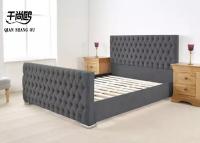 China Buckle Shape Tufted Double Bed Frame Home Furnishing with Metal Legs for sale