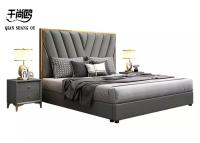 China Home Furnishing Fabric Simple Design Full Size Wooden Bed Frame Upholstered Queen Double Bed for sale