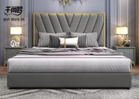 China Home Furnishing Fabric Simple Design Full Size Wooden Bed Frame Upholstered Queen Double Bed for sale