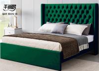 China Button Tufted Upholstered Bed , Dutch Velvet King Size Double Bed for sale
