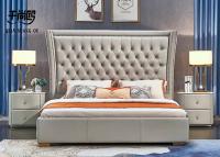 China Handmade Pleated Upholstered Bed Frame Double Metal Rivet Custom Upholstered Platform Bed for sale