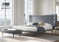 China Luxury Oversized / King Size Upholstered Beds Buckle Metal Leg for sale