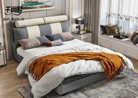 China Breathable Linen Soft Comfortable Bed , Extra Large Upholstered Bed With Pillows for sale