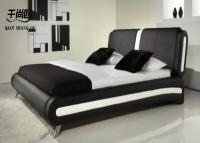 China High-quality design black and white leather comfortable bedroom upholstered bed for sale