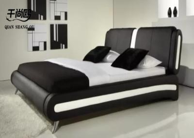 China High-quality design black and white leather comfortable bedroom upholstered bed for sale