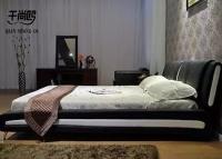 China High-quality design black and white leather comfortable bedroom upholstered bed for sale
