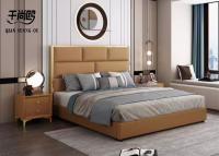 China Simple Linen Upholstered Bed classic square splicing shape for sale