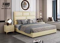 China Simple Linen Upholstered Bed classic square splicing shape for sale