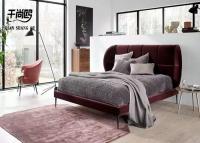 China Hotel Comfortable Linen Upholstered Bed Custom Made European Style for sale