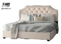 China European style buckle with metal rivets decorate bedroom upholstered bed for sale