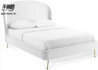 China White leather curve design simple low-key bedroom platform bed-Double-King for sale