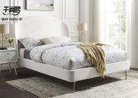 China White leather curve design simple low-key bedroom platform bed-Double-King for sale