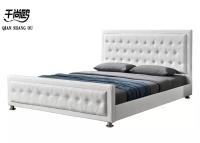 China Crystal button leather luxury bedroom platform upholstered bed for sale