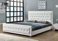 China Crystal button leather luxury bedroom platform upholstered bed for sale