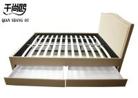 China Tufted comfortable Upholstered Bed With Drawers Metal Decorative for sale