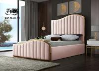 China Metal Decoration Tufted Fabric King Bed , Platform Large Tufted Bed for sale
