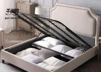 China Metal Decorative Upholstered Storage Platform Bed soft Fabric Material for sale