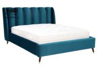 China High End Linen Fabric Bed Frame Legs Stitching Wing Board Design for sale
